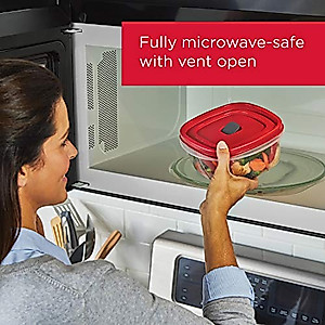 Rubbermaid 16-Piece Food Storage Containers with Lids and Steam Vents, Microwave and Dishwasher Safe, Red