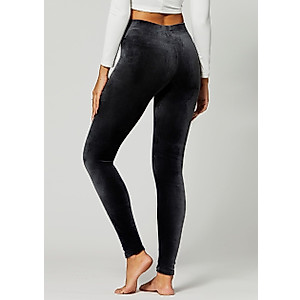 Conceited Velvet Leggings for Women - Premium Ultra-Soft Warm Velour Pants - Black - Small