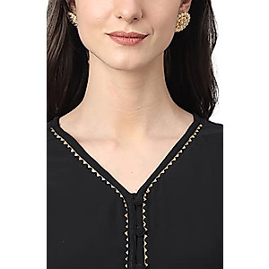 Janasya Indian Women's Black Georgette Solid Kurta with Dupatta(SET578-KR-DPT-A-L)