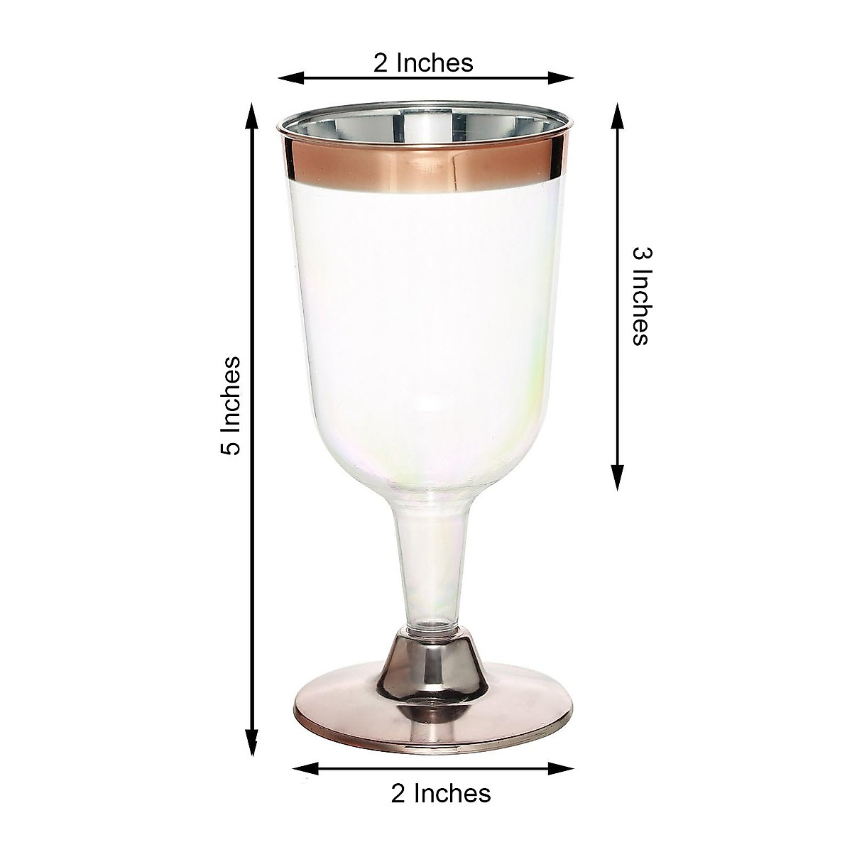 Efavormart 12 Pack 6.5 oz Plastic Wine Glasses Disposable 2-Piece Rose Gold Rimmed Design With Detachable Base