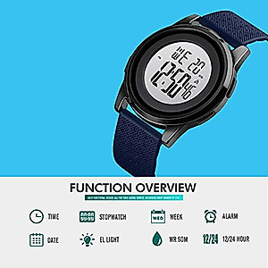 YUINK Mens Digital Watch Ultra-Thin Sports Waterproof Simple Watch Stainless Steel Wrist Watch for Men Women