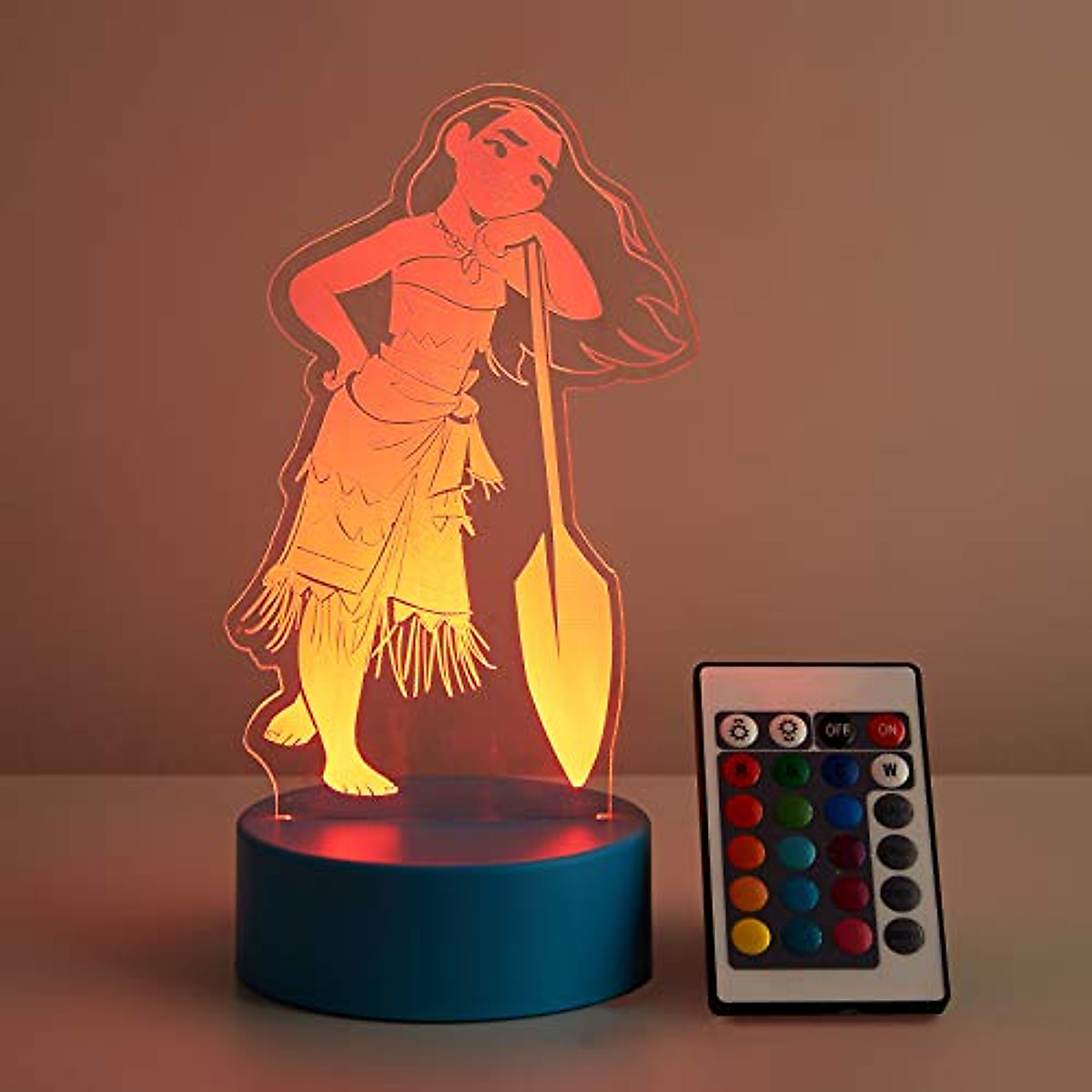 Disney Moana Acrylic LED Table Lamp with Multi-Color Changing Lights, Controller Included