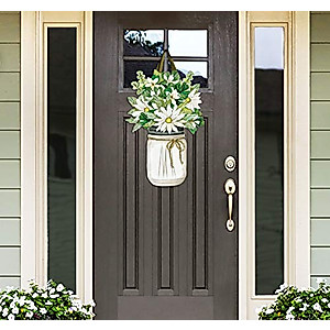 Studio M Door Decor Farmhouse Daisies Decorative Front Door Sign with Ribbon Hanger, Durable Fade Resistant PVC, Made in The USA, 14" w x 20.50" h