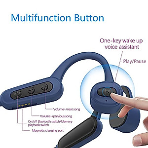 Sudroid Bluetooth Waterproof Headphones Wireless, Bone Conduction Headphones Hi-Fi Stereo Sound Neckband Open Ear Headset for Swimming Cycling Running Gym, Grey