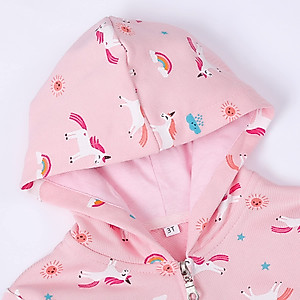 Akyzic Jackets for Girls Zip Up Hoodie Unicorn Jacket Kids Back to School Outfit Hooded Sweatshirt Toddler Winter Outerwear 5T/3012