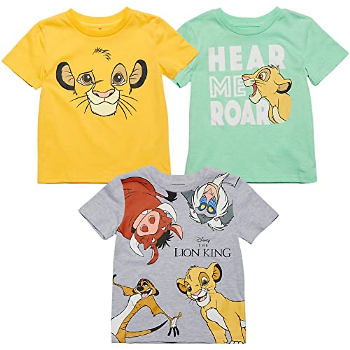 Disney Lion King Rafiki Pumbaa Timon Simba Toddler Boys 3 Pack T-Shirts 3T