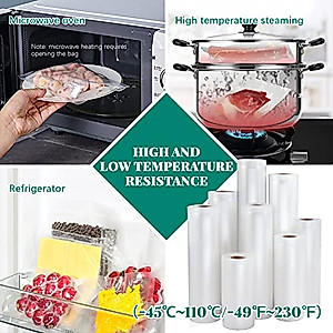 Sekonow 8 Rolls 7 Sizes Vacuum Sealer Bags for Food, Heavy Duty Vacuum Seal Bags, Sous Vide Bags for Meal Prep, Food Storage (4.7", 5.9", 6.7", 7.9", 8.7", 9.8", 11"×16.4')