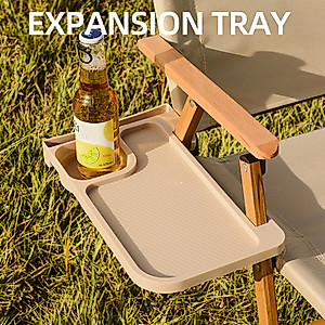 hatleues Camping Chair Side Table Tray with Cup Holder Outdoor Gravity Chair Tray Snack Organizer Camping Accessories Black
