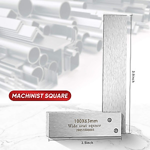 Engineer Square Machinist Square Set Mechanical Steel High Precision Square Woodworking Wide Base Square Tool Wide Sitting Angle Square L-type Measuring Tool for Engineer Student (4 x 2.5 Inch)