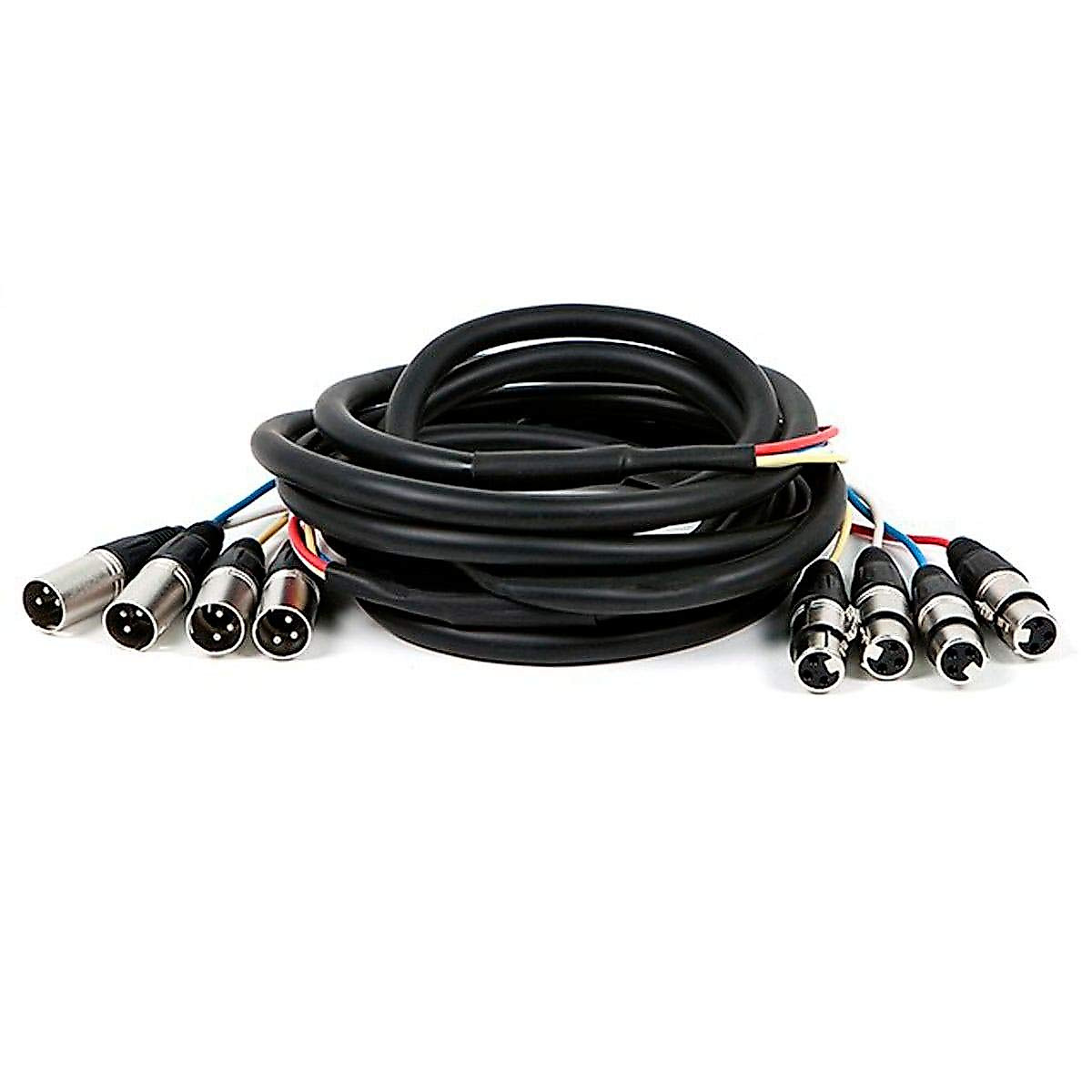 Monoprice 4-Channel XLR Male to XLR Female Snake Cable - 3 Feet - Black/Silver, Metal Connector Housings, Plastic and Rubber Cable Boots