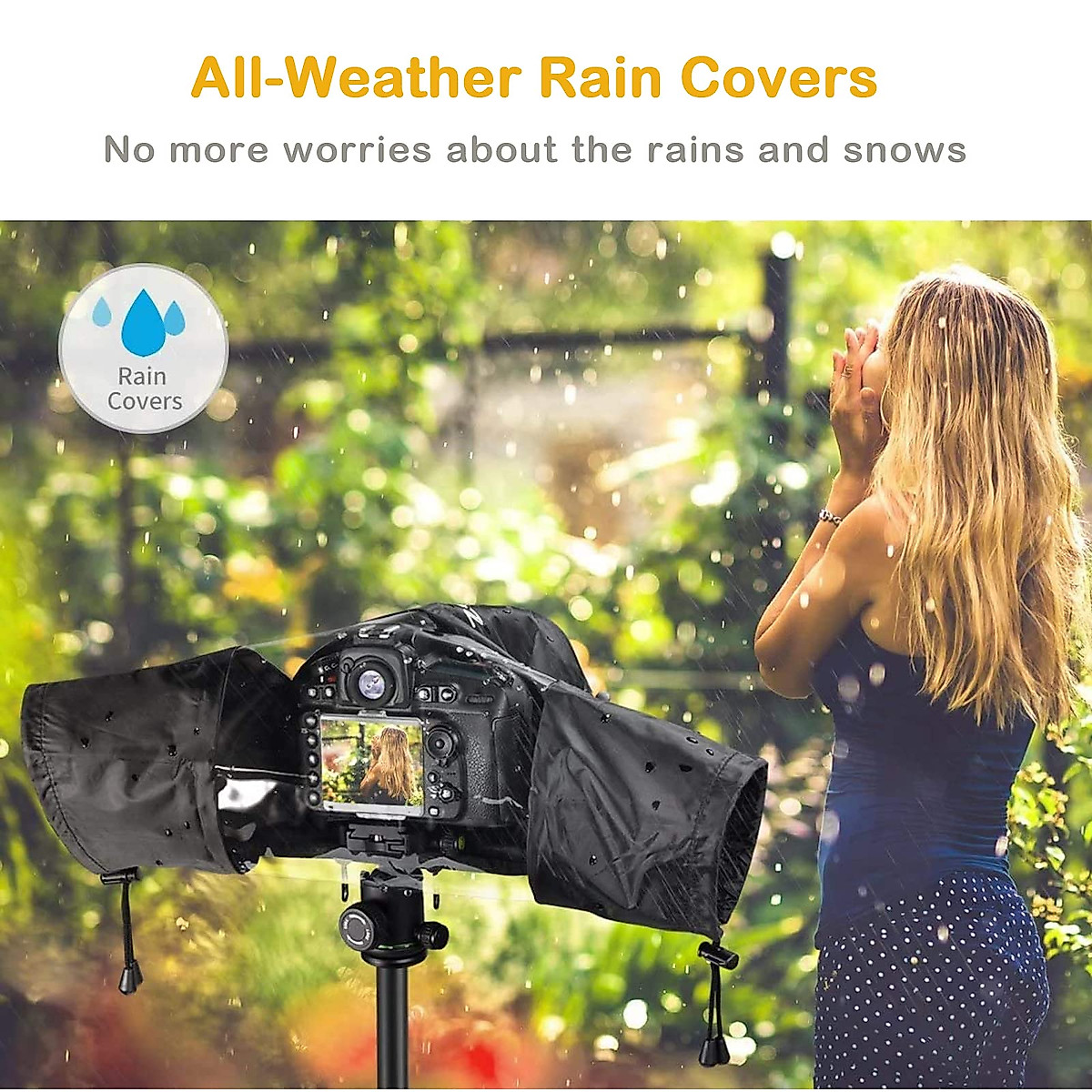 Professional Camera Rain Cover, Rain-Waterproof Camera Protector Cover for Canon Nikon Sony DSLR Mirrorless Cameras, 18.3×13.8inch