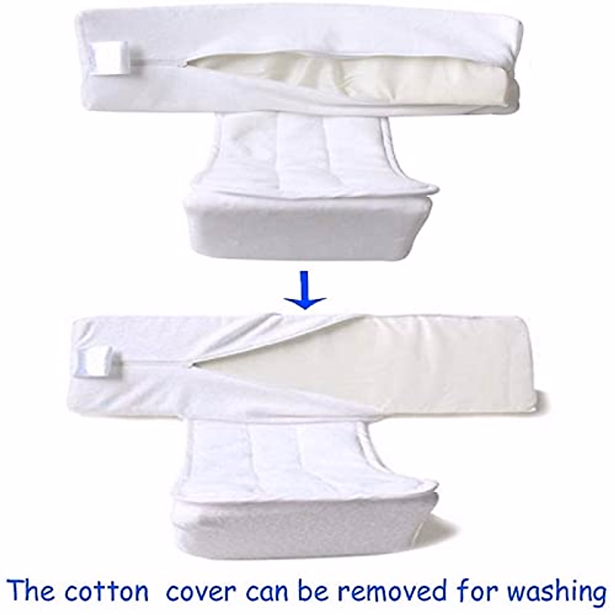 ThinLife Baby Side Sleeper Wedge Adjustable, Baby Wedge Pillow for Newborn Anti-Deflection Waist Protection,Removable Anti-Roll Baby Sleep Positioner-White