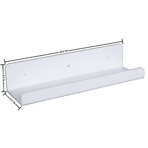 Plantex Acrylic Shelf- Floating Wall Ledge Display Shelf for Bathroom/Kitchen/Bedroom/Livingroom- Wall Mounted (White)