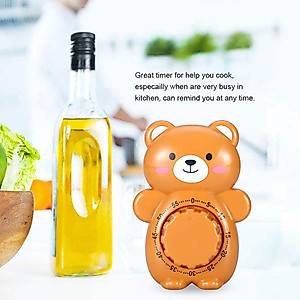 HERCHR Kitchen Timer, Mechanical Kitchen Timer Cute Bear Timer Kitchen Cooking Timer Wind Up 60 Minutes Manual Countdown Timer Visual Mechanical Timer for Classroom, Home, Study and Cooking, Brown