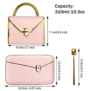 LISANEK Ceramic Coffee Mug with Saucer Set,Creative Cup Cute Handbag Shaped Mug and Saucer,10 oz/300 ml Coffee Tea Latte Milk Mugs for Home Office (Pink)