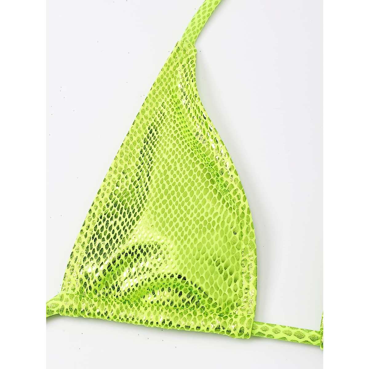 SOLY HUX Women's Sexy Snakeskin Print Halter Triangle Tie Side Bikini Set Bathing Suits 2 Piece Swimsuit Lime Green S