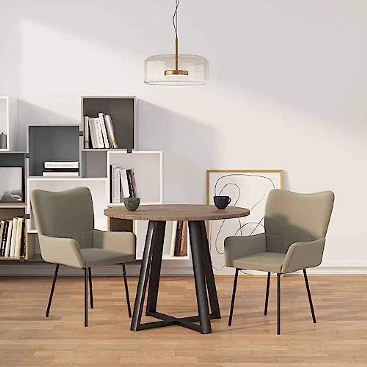 vidaXL Modern Velvet Dining Chairs, Set of 2, Light Gray, Comfortable Foam Padding, Durable Metal and Plywood Construction, Easy Clean