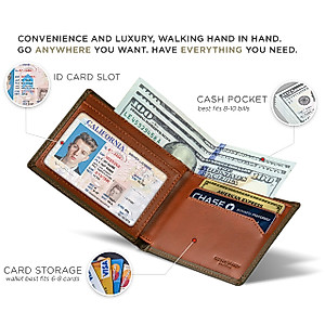 SERMAN BRANDS Mens Slim Bifold Wallet RFID Blocking Minimalist Front Pocket Full Grain Leather Wallets for Men - Thin & Stylish (Salted Green Elite)