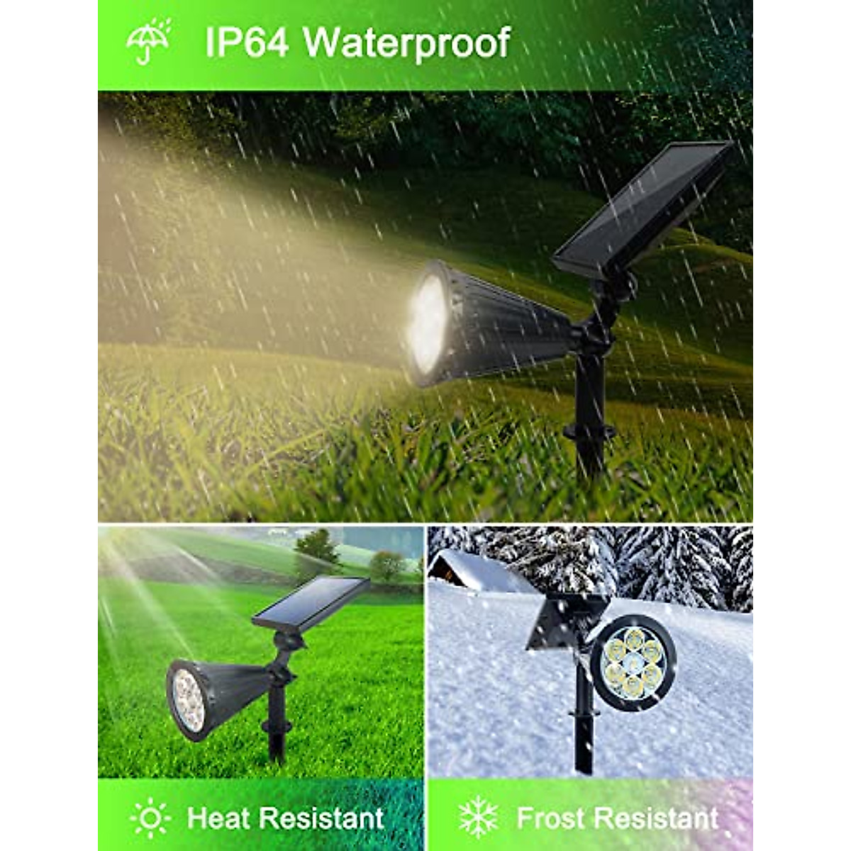 BOHON Solar Outdoor Lights Waterproof Solar Spot Lights Outdoor Spotlight 2-in-1 Wall Lights Auto On/Off Security Night Lights for Landscape Lighting Yard Patio Garden Deck Pathway 2 Pack (Warm White)