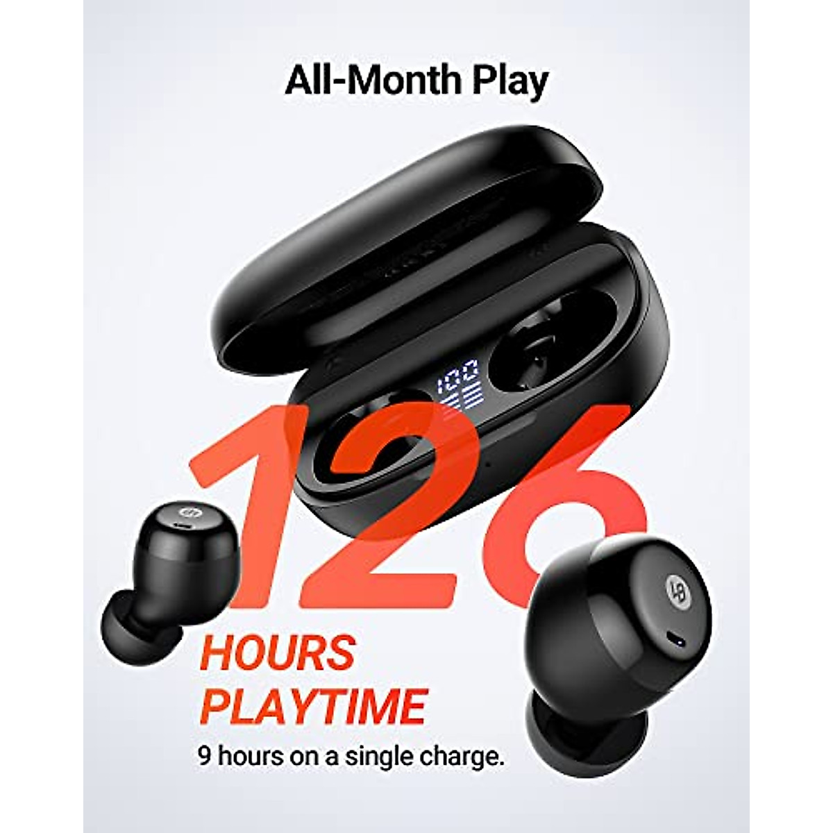 Wireless Earbuds, LavaBeans Bluetooth In-ear Headphones, 126H Playback 4-Mic Noise Reduction HD Call Power Display, IPX8 Waterproof Touch Control Bass＋ Stereo Earphone for Sports, for iPhone & Android