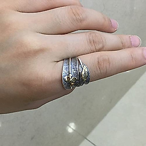 Butterfly Spoon Ring, Feather Ring Women Sterling Silver 925 Sterling Silver Ring for Men Women Leaf & Butterfly Adjustable Rings