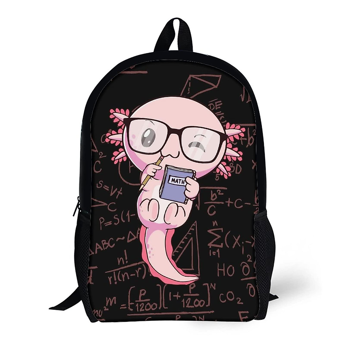 usmikeys Axolotl Backpack, Waterproof Bookbag for Boys Girls Back to School 17 Inch