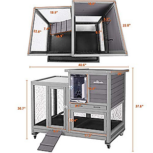 Rabbit Cage Indoor Rabbit Hutch Bunny Hutch Outdoor, Guinea Pig Cages with Removable Bottom Wire Netting - Easy Clean