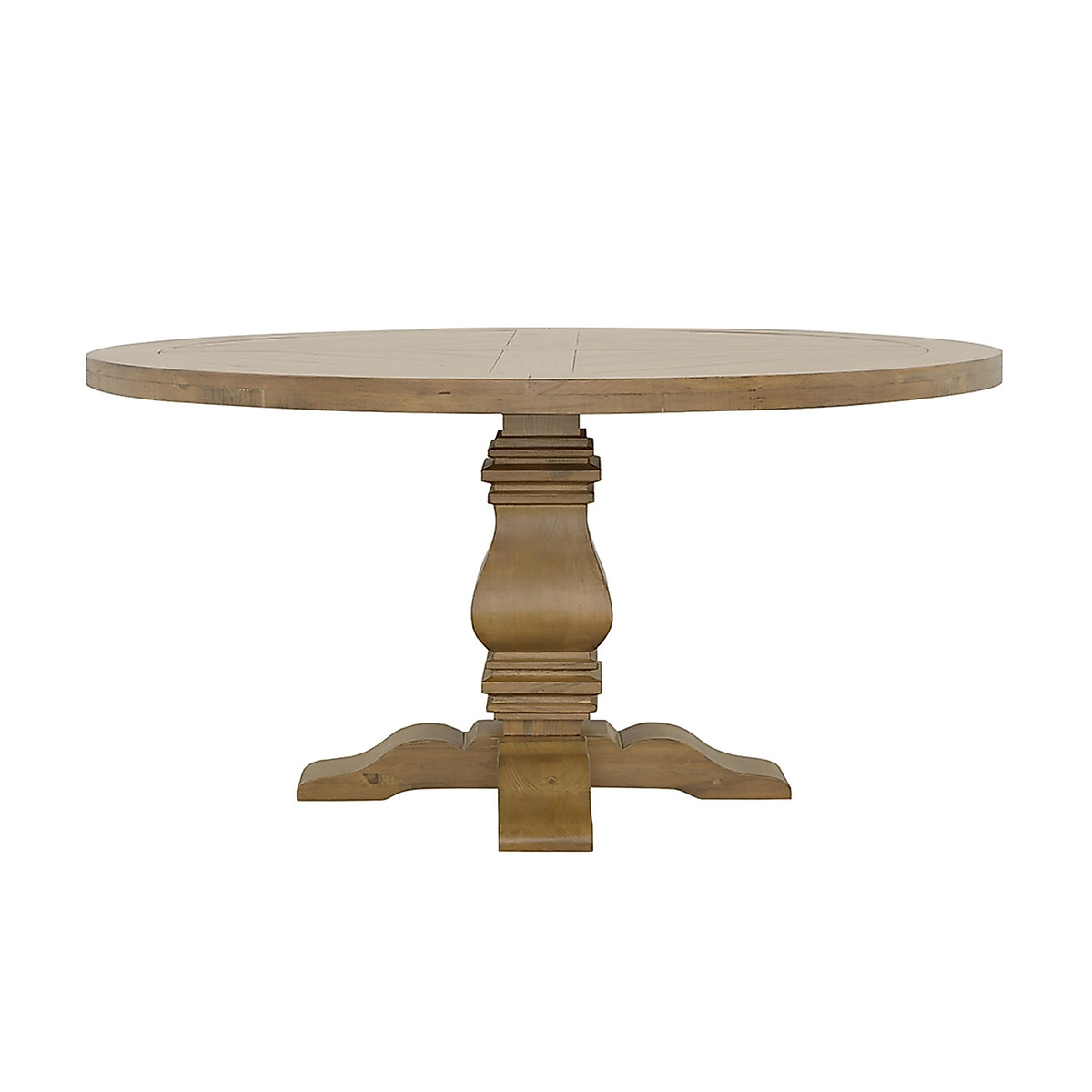 Benjara BM302408 60 in. Som Cross Pedestal Base & Rustic Smoke Brown Round Dining Table Gray