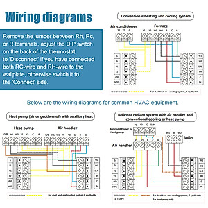 Programmable Smart Thermostat Compatible with Alexa Google Home,WiFi Thermostat no c Wire Needed(with C Wire Adapter) Thermostats for Home Heat and ac,24v (Black)