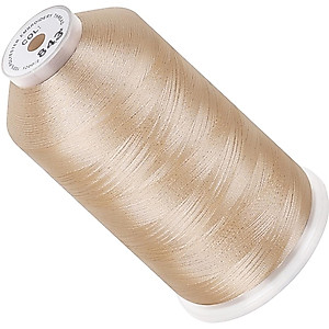 New brothread - Single Huge Spool 5000M Each Polyester Embroidery Machine Thread 40WT for Commercial and Domestic Machines - Beige