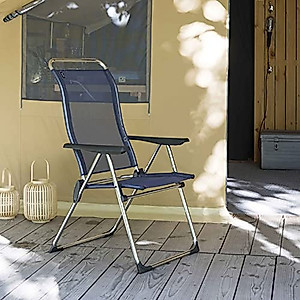 Lafuma Alu Cham Folding Armchair (Ocean Blue, Set of 4) Foldable Deck and Patio Chairs