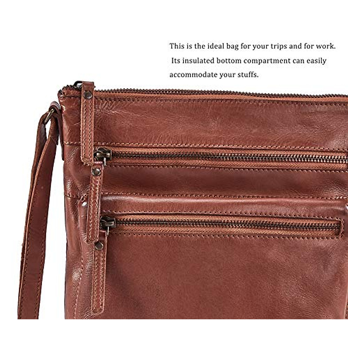 Wise Owl Accessories Real Leather Small Crossbody Handbags & Purses for Women -Premium Crossover Over the Shoulder Bag (Cognac Washed Vintage)