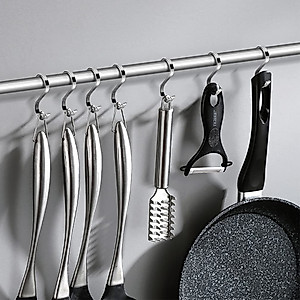 AMZFULY Heavy Duty S Hooks,Stainless Steel S Shaped Hook for Hanging Pots and Kitchenware, Utensils,Clothes, Bags, Cups,Towels, Plants-3.7 inch,8 Pack