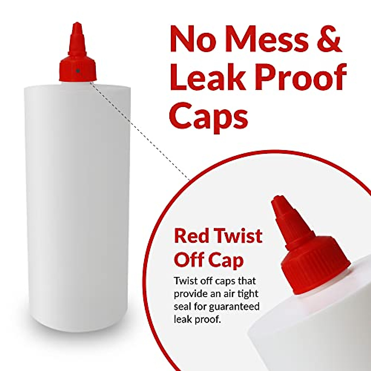 Reli. Plastic Squeeze Bottles, 24 oz. | 8 Pack | Condiment Squeeze Bottles for Sauces | Clear w/Red Twist Cap | 24 Ounce Hot Sauce, Ketchup Bottles | Squirt Bottles for Condiments, Olive Oil, Liquids