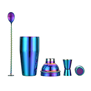 24 oz Cocktail Shaker Bartender Set, Stainless Steel Martini Shaker with Built-in Bartender Strainer & Popular Cocktail Recipes Booklet, Professional Bartender Tool for Home or Bar