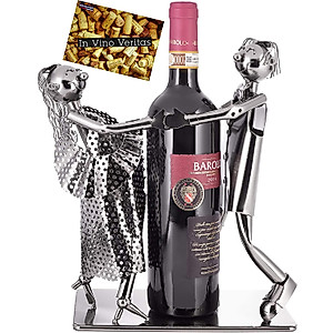 BRUBAKER Bottle Holder Dancing Couple - Pair Sculpture Metal - Bottle Stand - with Greeting Card - Wedding Favours