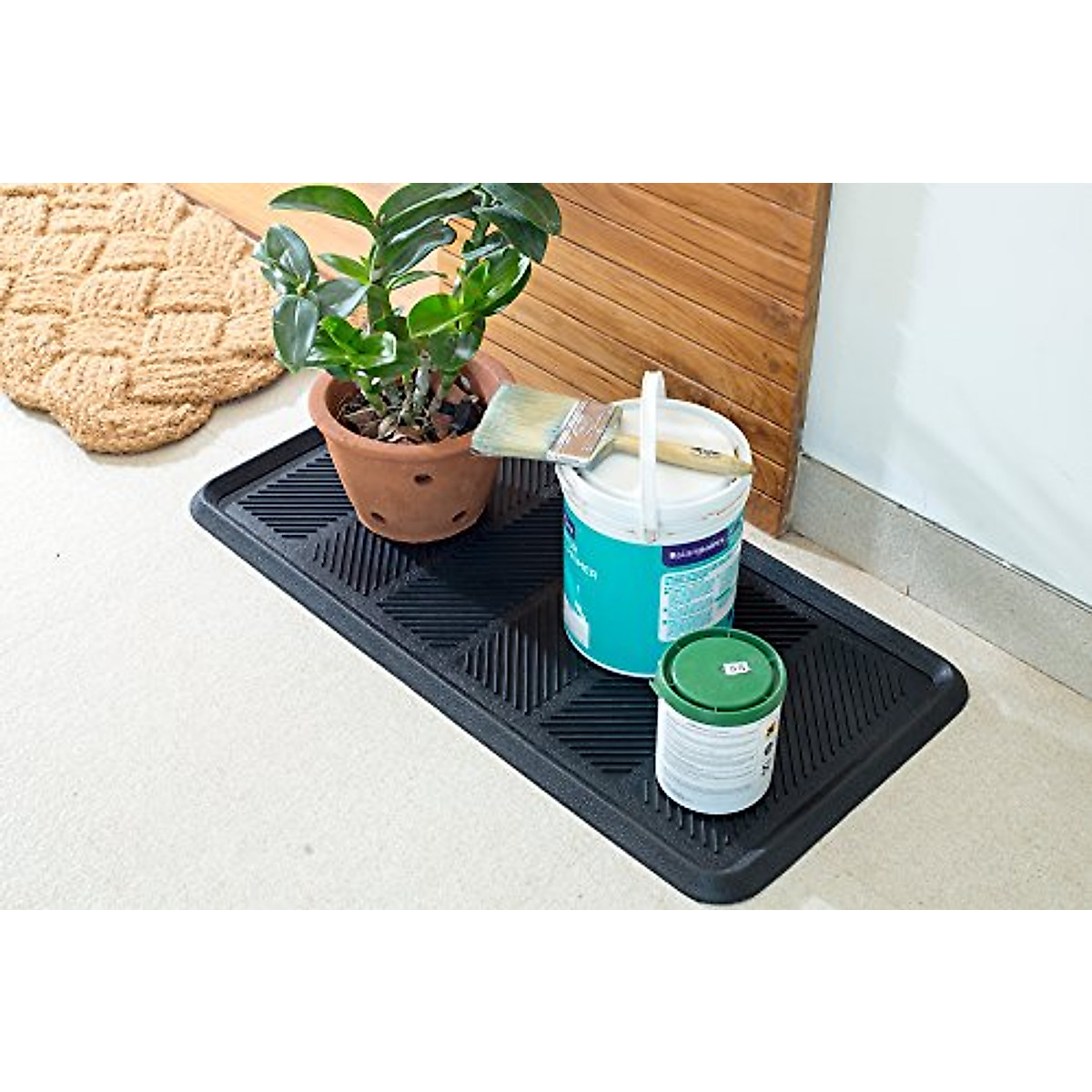 Iron Gate - Heavy Duty Big Foot Boot Tray Door Mat 16x32 - Indoor or Outdoor Use - Multi Purpose - 100% Rubber Construction - Entryway, Garage, Pets, Painting Projects, Clean Ups