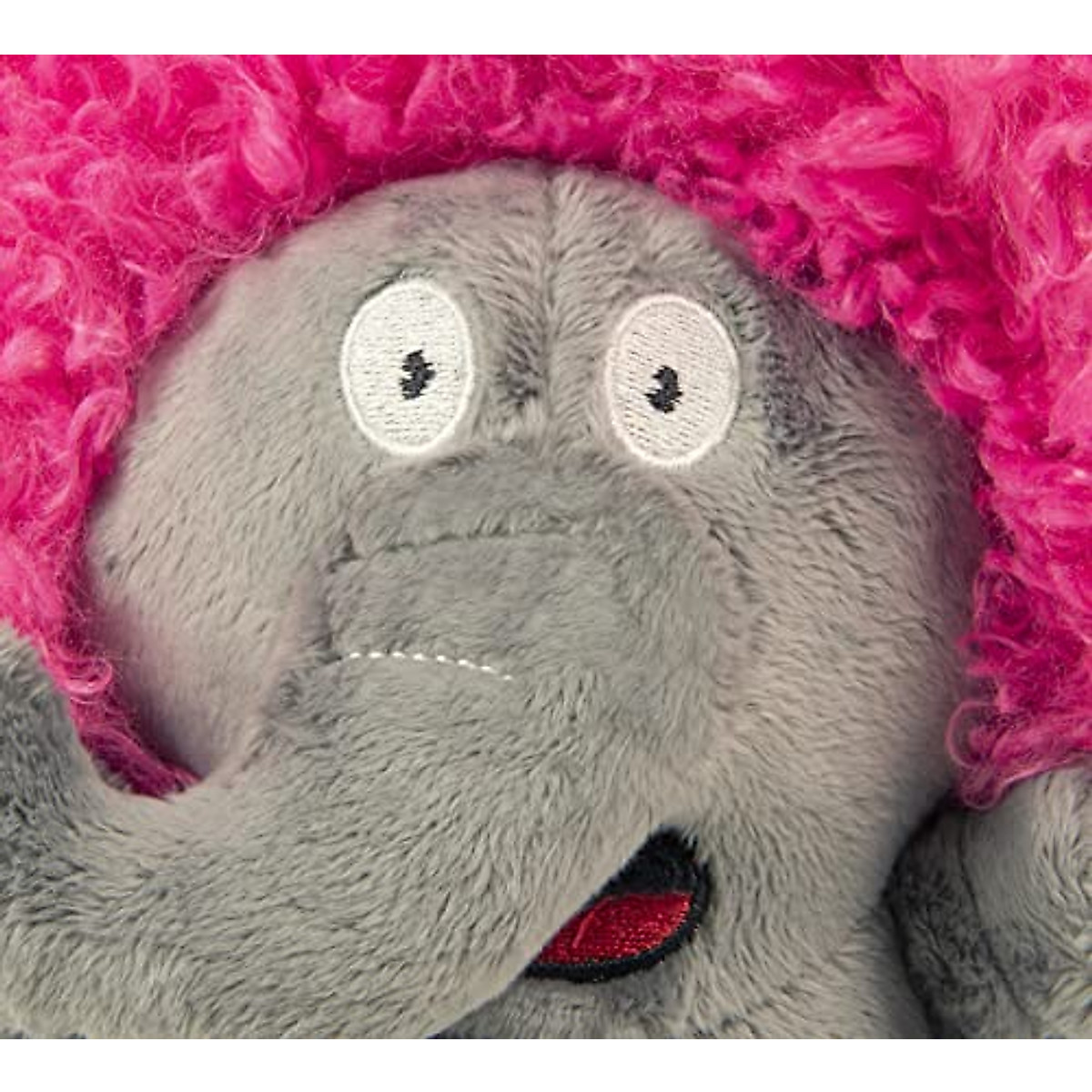 goDog Crazy Hairs Elephant Silent Squeak Plush Dog Toy, Chew Guard Technology - Gray, Large