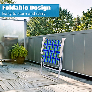 ARLIME 6 PCS Folding Lawn Chairs Set, Portable Outdoor Patio Chairs w/Stable Metal Frame & Armrests, Webbed Folding Beach Chairs Set for Lawn Patio Garden Backyard (Blue)