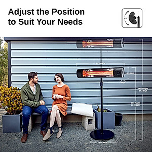 EAST OAK Patio Heater, Wall Mounted & Standing 1500W Outdoor Indoor Infrared Electric Heater with IP65 Waterproof & Dustproof, Tip-over & Overheating Protection, 3 Heat Settings & 24H Timing