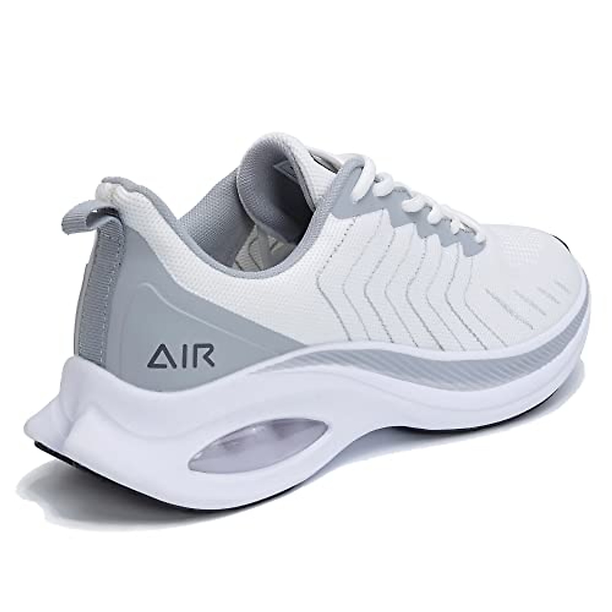 MEHOTO Men's Air Athletic Running Shoes Breathable Workout Sports Gym Jogging Tennis Sneakers WhiteGrey, Size7