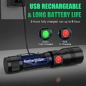 AdamStar UV Flashlight Black Light, 3-in-1 Magnetic Flashlight Rechargeable, 1000 Lumen Tactical LED Flashlight, 7 Modes Waterproof UV Light Flashlight for Camping Emergencies Pet Urine Detection