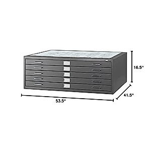 Safco Products Flat File for 48" W x 36" D Documents, 5-Drawer (Additional Options Sold Separately), Black