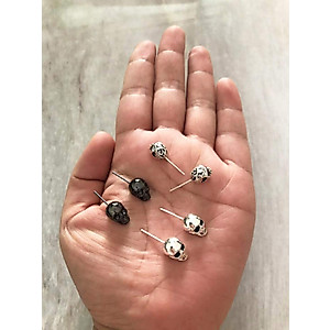 3 Pairs Gothic Skull Earring Studs for Men Women,Hypoallergenic,for Hallloween Party Cosplay