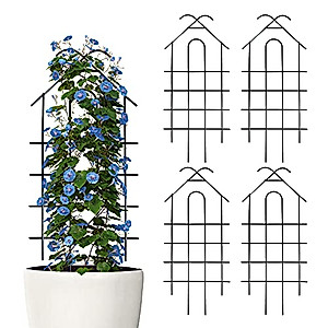 ARIFARO 32'' Metal Garden Trellis for Climbing Plants, Indoor/Outdoor Sturdy Plant Trellis for Potted Plants,House Plants, Climbing Vines, Pack of 4, Black