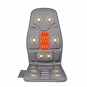 comrelax Back Massage Pad, Massager Seat Cushion with Heat, 10 Vibration Nodes Chair Massage to Back Pain Relief for Home and Office Use (Grey)