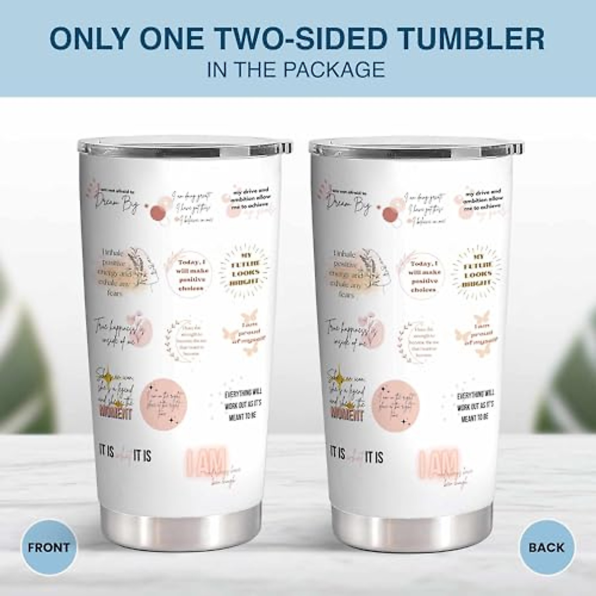 WIPI Positive Affirmation Gifts, Inspirational Tumbler for Wife Mom Grandma and Loved Ones, Affirmation Gifts for Women, Mom Daily Affirmations Cup, Tumblers for Women 20 Oz