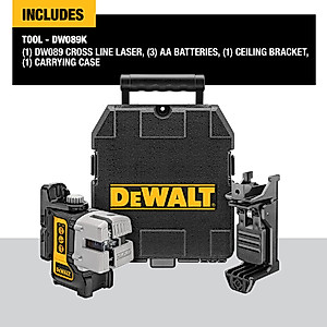 DEWALT Line Laser, Self-Leveling, Red, 3-Beam (DW089K)