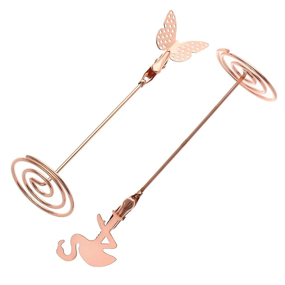 KIPETTO 10PCS Table Number Holder Name Place Card Holder with Flamingo Menu Memo Clips for Wedding Party Favors, Rosegold
