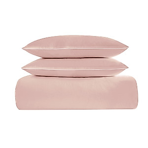 Christian Siriano NY - 300 TC Twin 2 Piece Duvet and Pillowcase Set - Cotton Sateen Collection - Blush